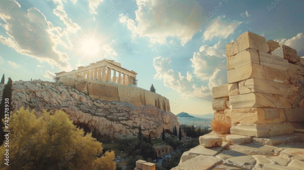 Ruins of the Acropolis in Athens. History of ancient Greece. Stone ...