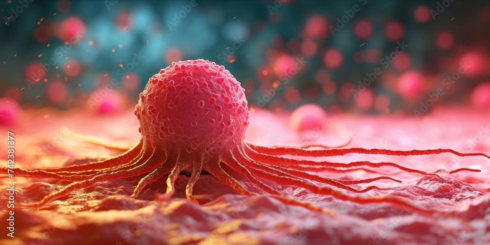 Cancer Oncology, Tumor with Cancer Cells. Growing Tumor Cells and ...