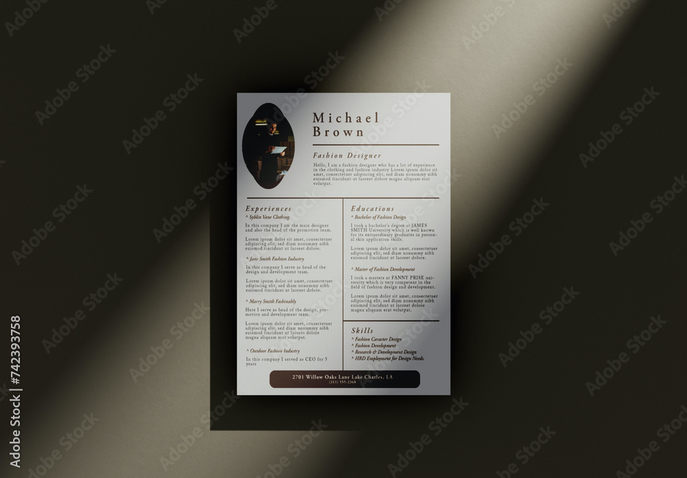 Grey And Brown Minimal Resume Stock Template | Adobe Stock