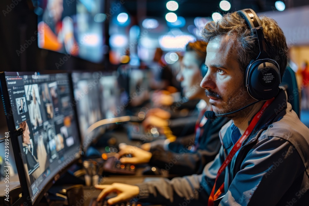 Conference organizers coordinating logistics and ensuring the smooth ...