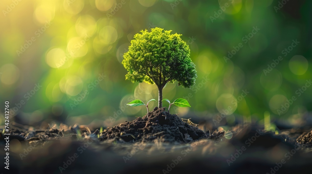 An abstract representation of a tree growing from a small sapling to a ...