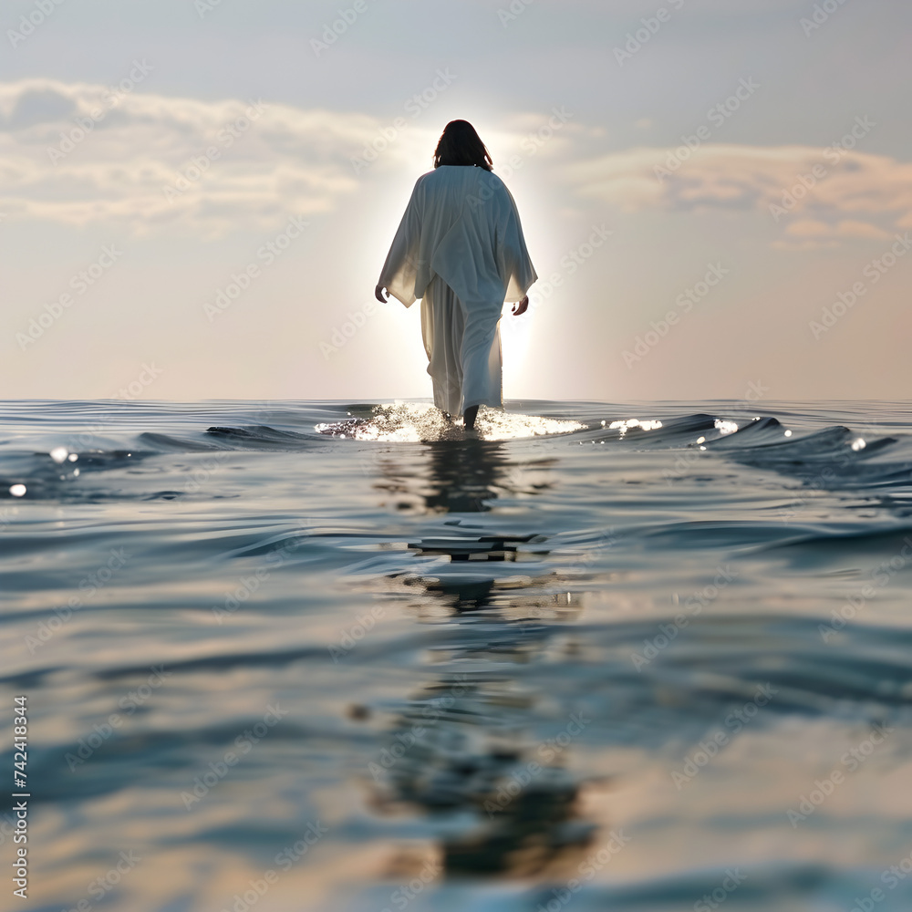 Foto de Jesus walking on water. A miracle performed by Jesus Christ ...