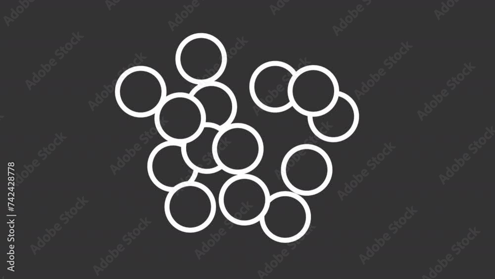 Animated staphylococcus white icon. Spherical bacteria line animation ...