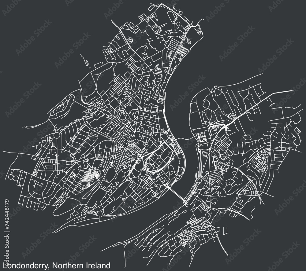 Detailed hand-drawn navigational urban street roads map of the United ...