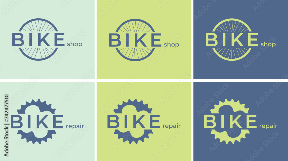 Bike shop and bike repair logo. Bicycle shop logo. Sale of bikes. Spare ...