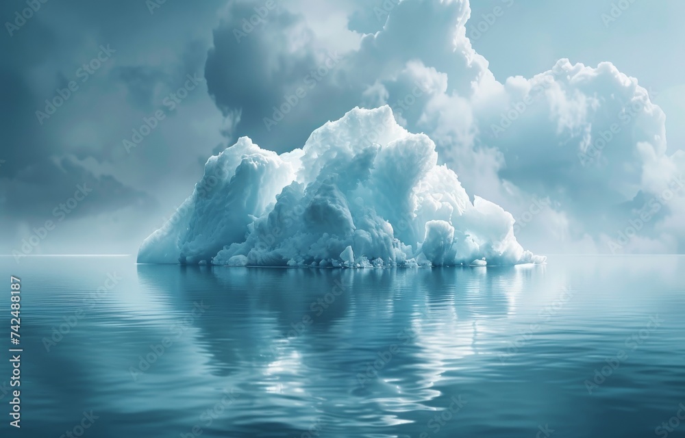 Global warming concept with a melting ice visualization highlighting ...
