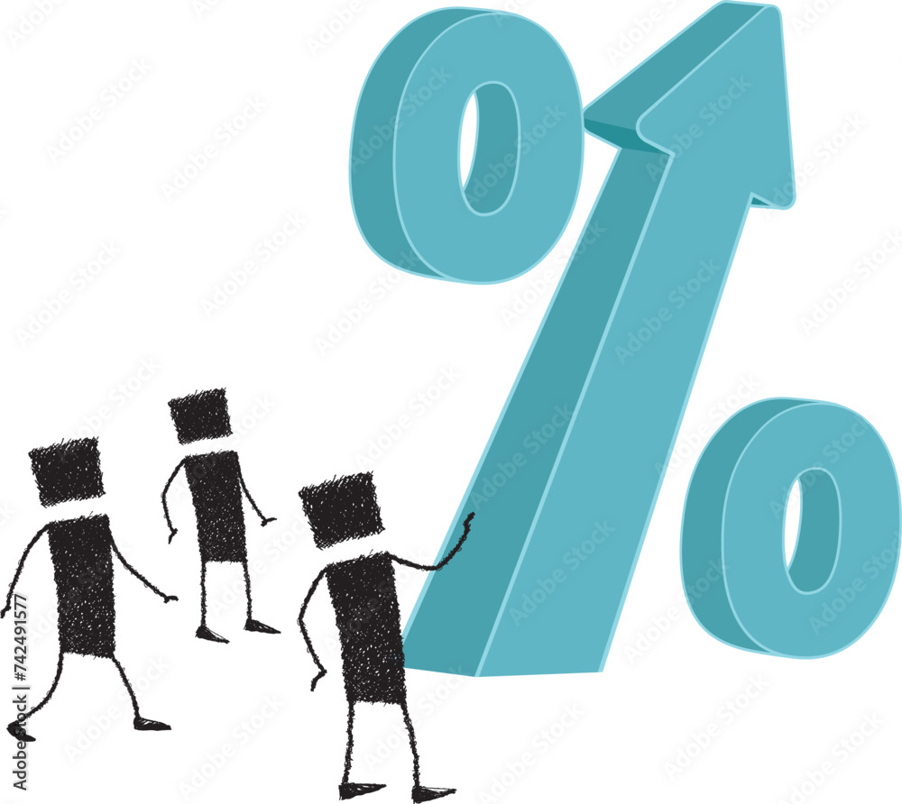 Great symbol of percentage, stick figures. Some people are looking at a ... Great symbol of percentage, stick figures. Some people are looking at a ...