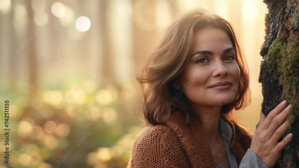 Vidéo Stock Animated image shows a 40 year old brunette woman grasping ...