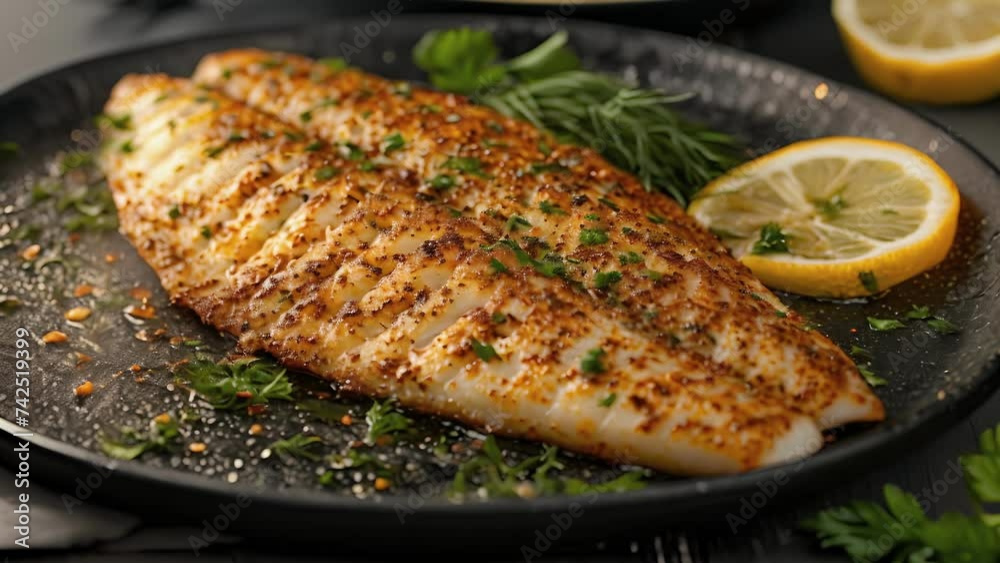 A tender and flaky fillet of fresh fish coated in an aromatic blend of ...
