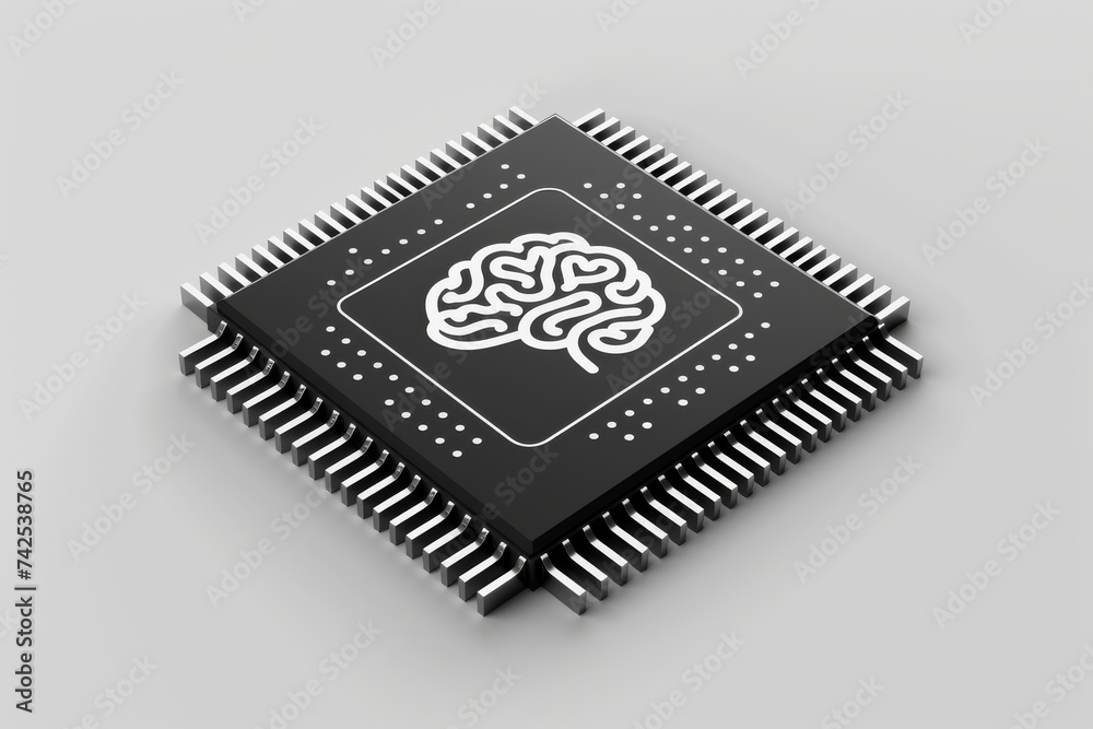 AI Brain Chip cortex. Artificial Intelligence neural mind ...