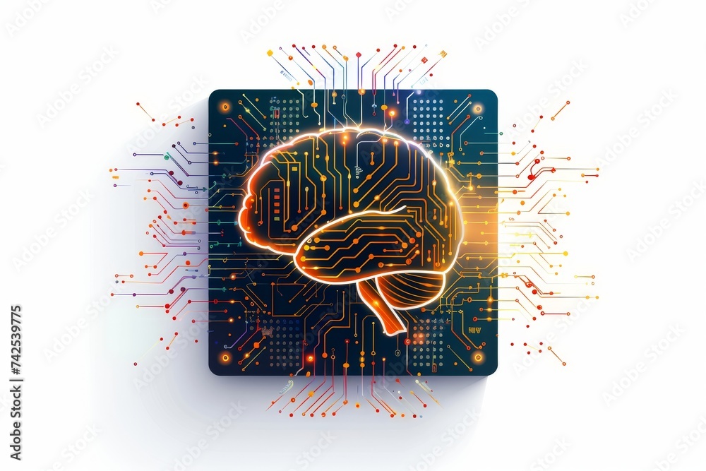 AI Brain Chip visual. Artificial Intelligence computer human potassium ...