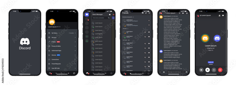 Discord Social media interface. Discord mobile application from Microsoft Corporation on a ...
