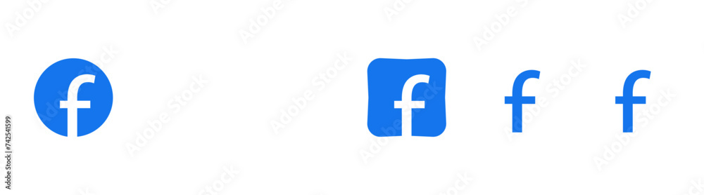 Collection of Facebook icons. Social media logo. Line art and flat ...
