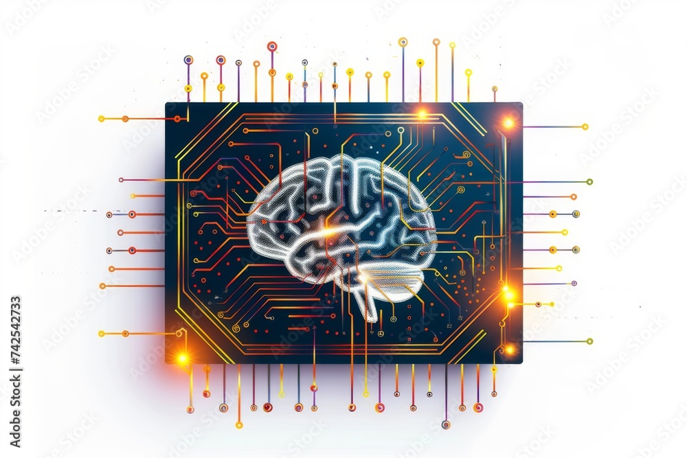 AI Brain Chip quantum. Artificial Intelligence learning mind semiconductor failure analysis axon ...