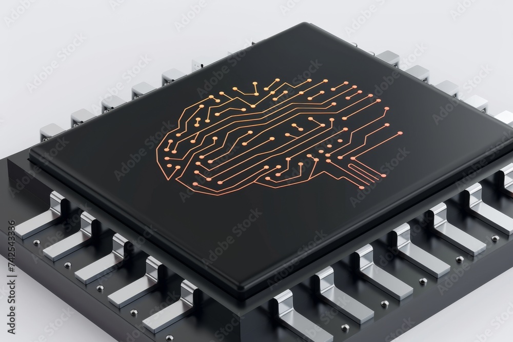 AI Brain Chip preprocessing. Artificial Intelligence circuits mind ...