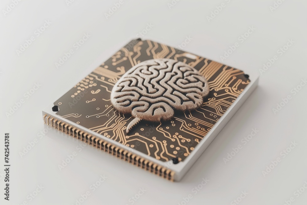 Ilustrace „AI Brain Chip multiple. Artificial Intelligence igf human ...