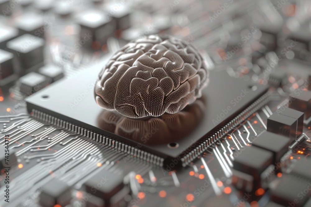 AI Brain Chip memory. Artificial Intelligence network human protein ...
