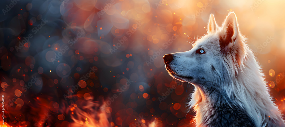 Front View Wolf: A Symbol of Glory and Bravery Against a Dynamic Green ...