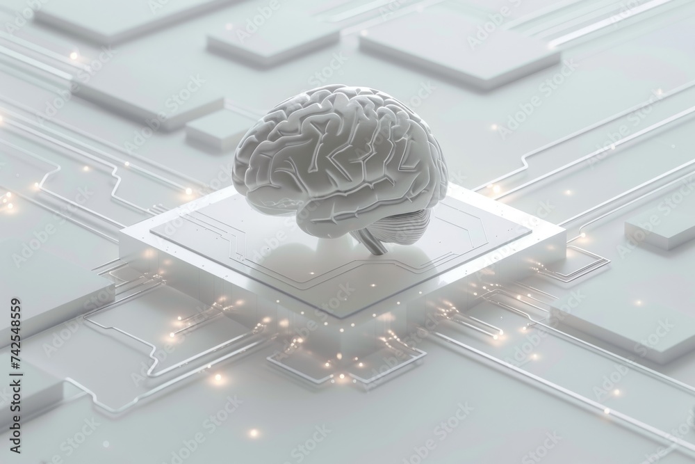 AI Brain Chip semiconductor. Artificial Intelligence testing human ...