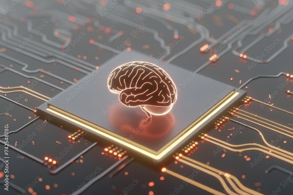 AI Brain Chip semiconductor. Artificial Intelligence interface human ...