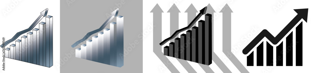 Graph trending upwards, Arrow pointing up on graph, a finance bar chart ...
