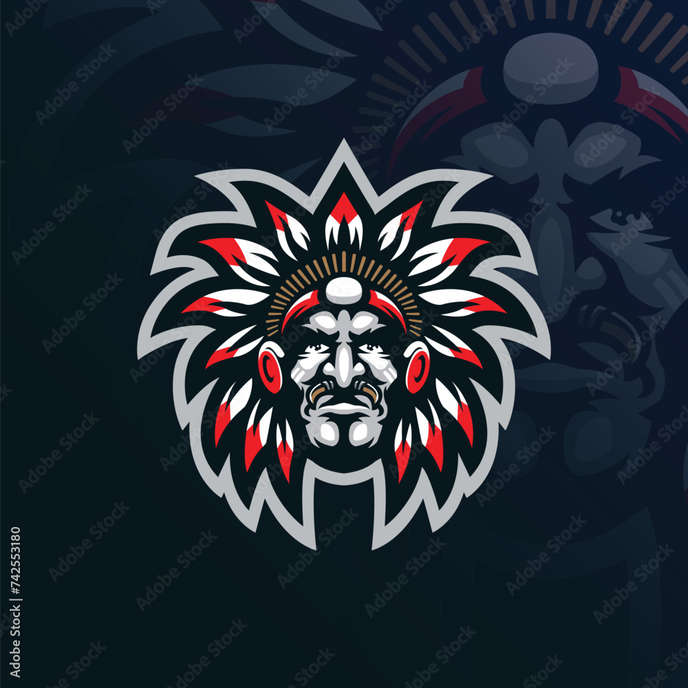 Tribe mascot logo design vector with modern illustration concept style ...