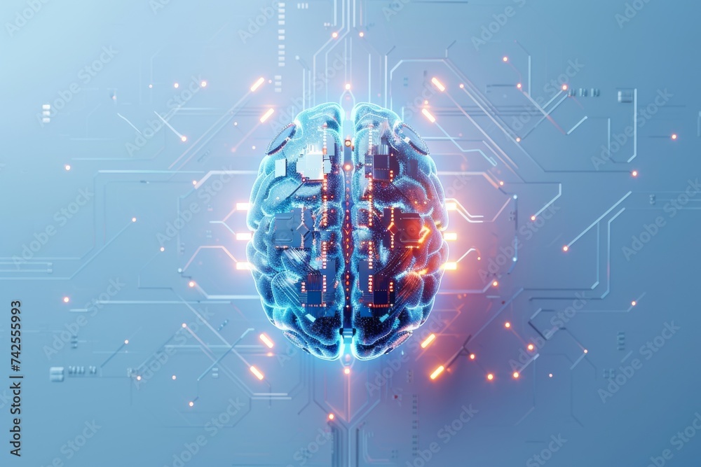 AI Brain Chip computer. Artificial Intelligence diffusion mind ...