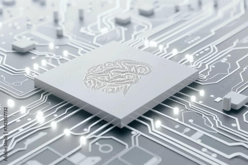 AI Brain Chip brain. Artificial Intelligence outlook human gyri mind ...