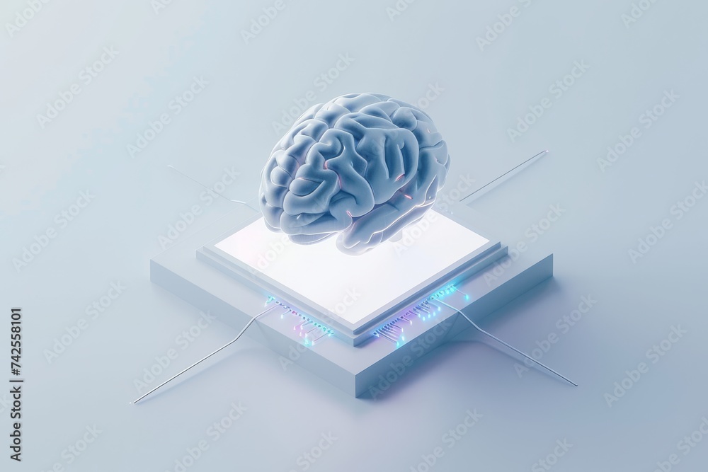AI Brain Chip detection. Artificial Intelligence dynamic human neuronal ...