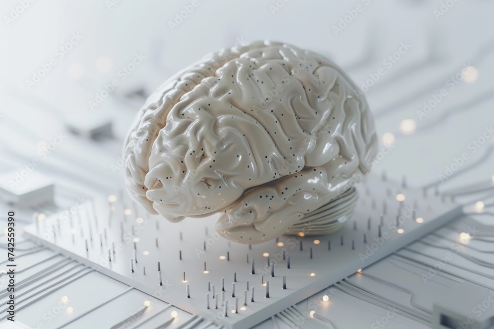 AI Brain Chip neural. Artificial Intelligence interface mind ...
