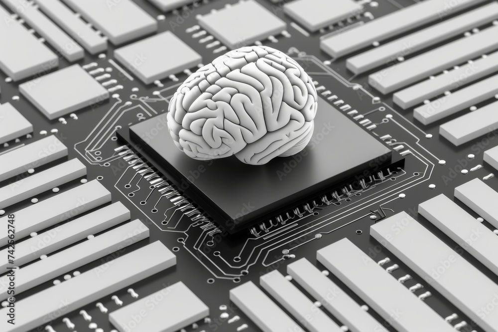 AI Brain Chip cloud. Artificial Intelligence circuits human neurological system mind circuit ...