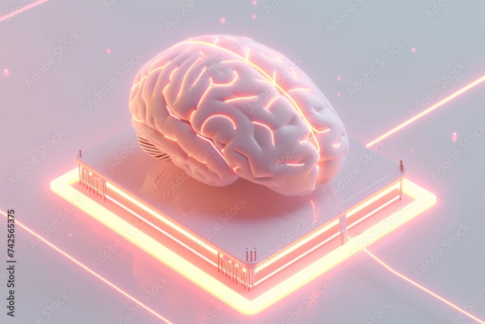 AI Brain Chip cognitive. Artificial Intelligence interface mind batch ...