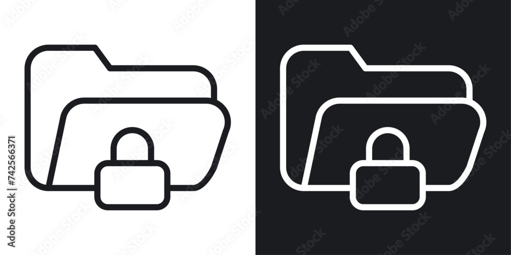 Secret Folder Icon Designed in a Line Style on White Background. Stock ...