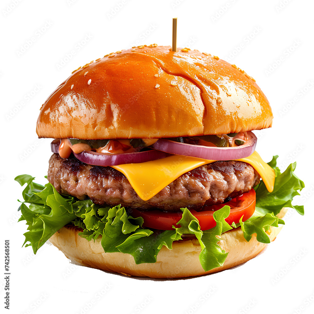 photograph Burger isolated, transparent background white background no ...
