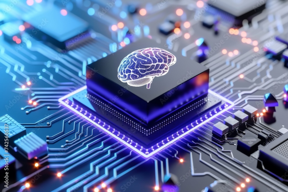 AI Brain Chip application. Artificial Intelligence concussion brain computer interface ...