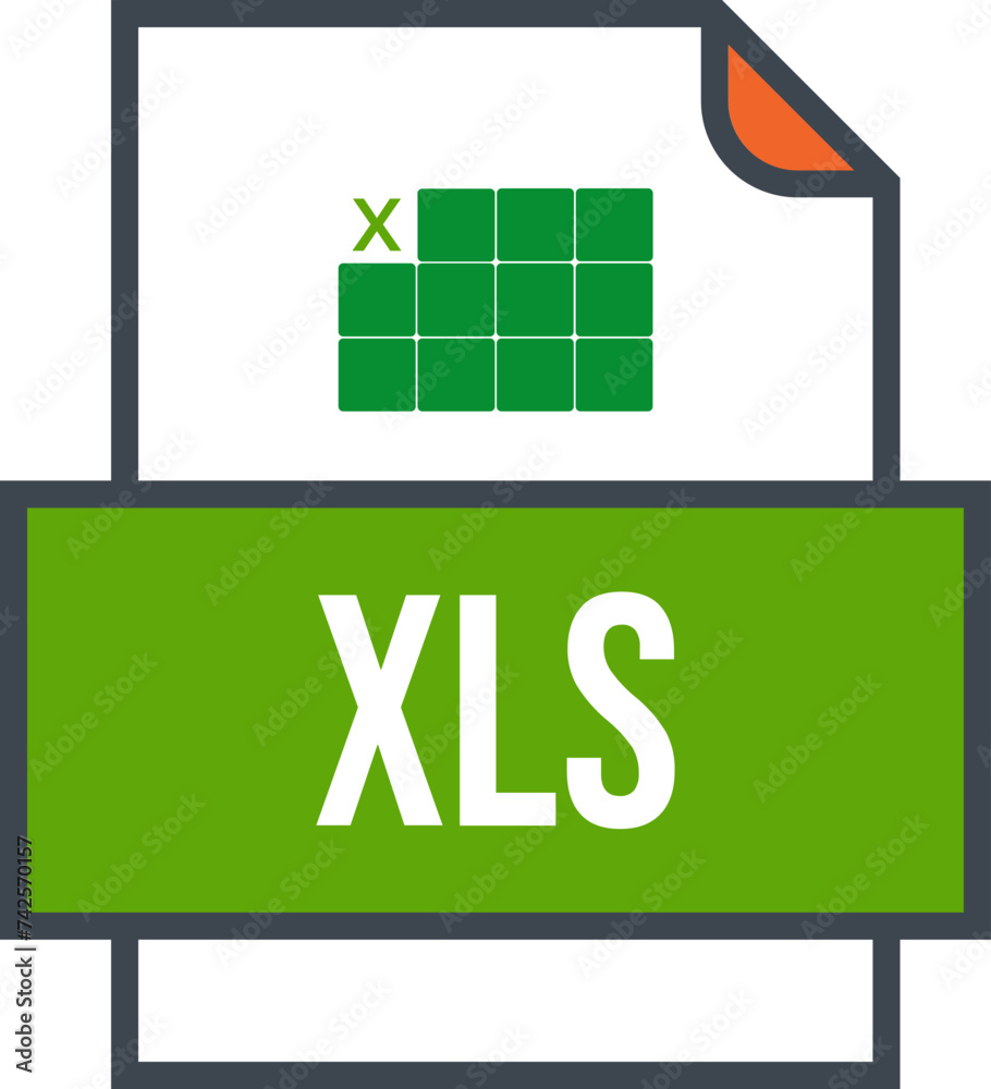 XLS File Icon Fill and outline Crisp corners Stock Vector | Adobe Stock