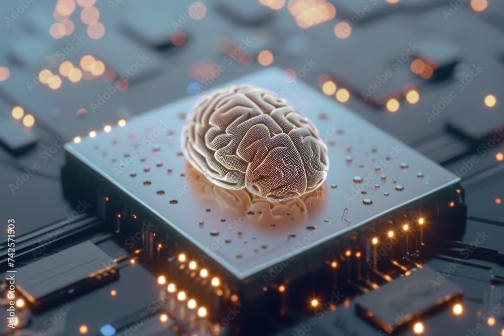 AI Brain Chip imaging. Artificial Intelligence resistant human ...