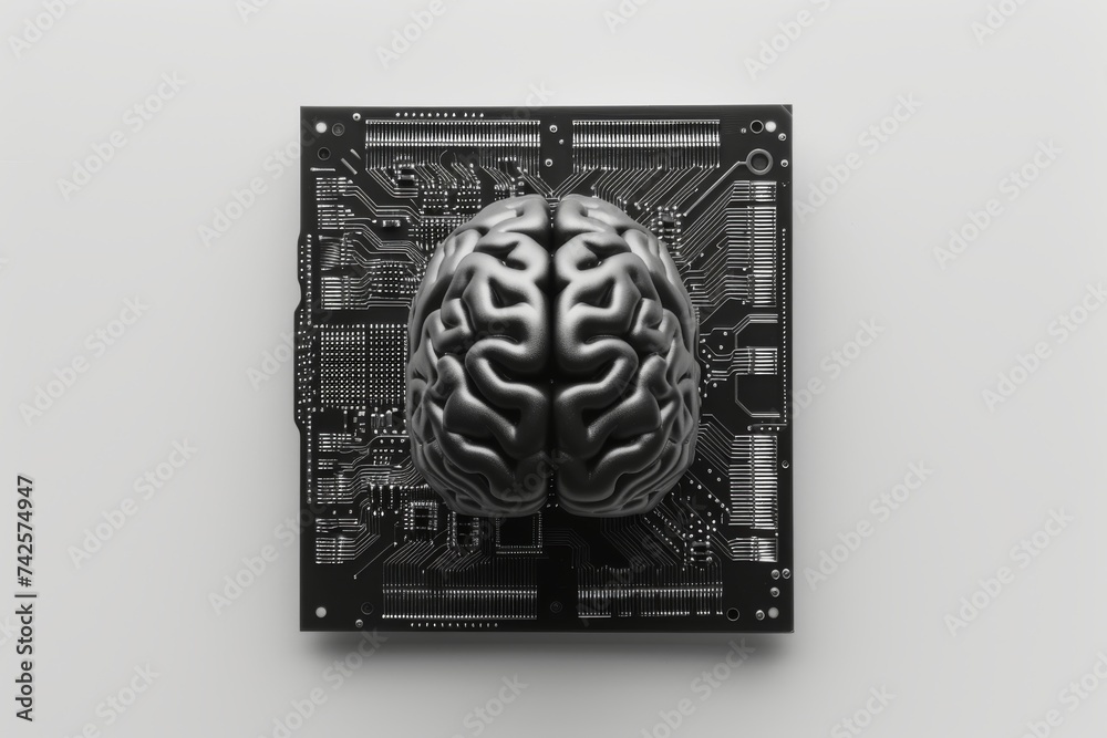 AI Brain Chip neuroplasticity. Artificial Intelligence external mind ...