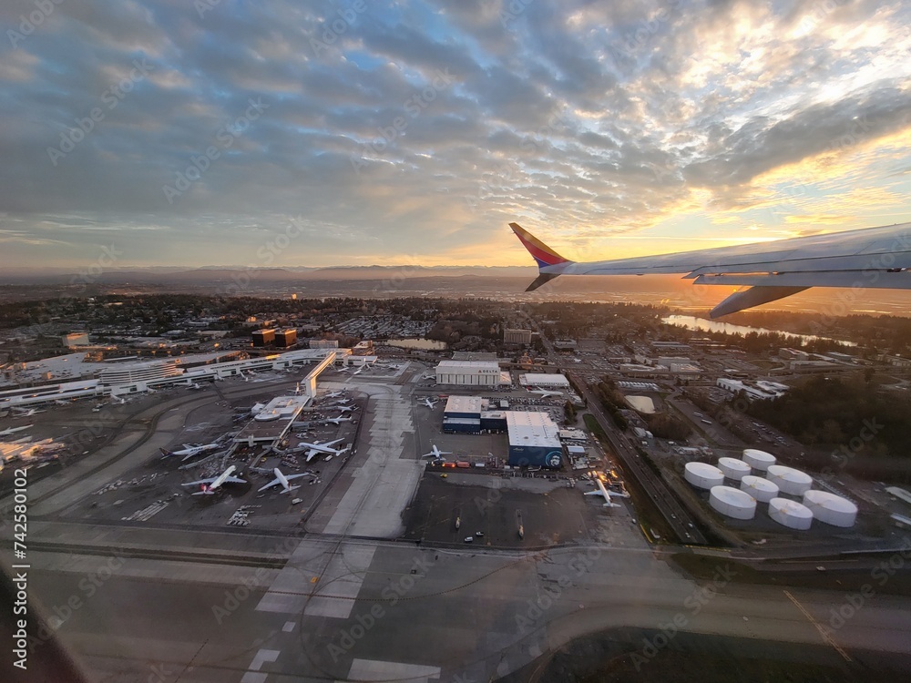 Aerial view of downtown Seattle-Tacoma International Airport from a ...