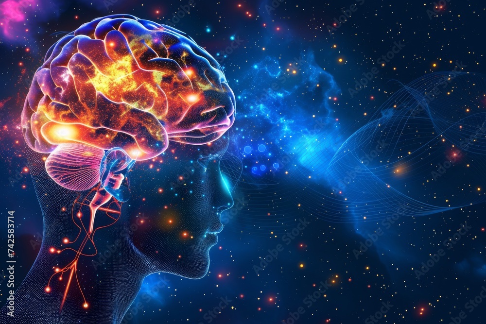 AI Brain Chip mental. Artificial Intelligence computing human visual ...