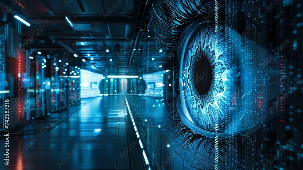 Visualize a high-security data center protected by cutting-edge ...