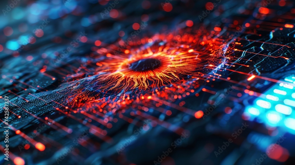 Visualize a high-security data center protected by cutting-edge ...