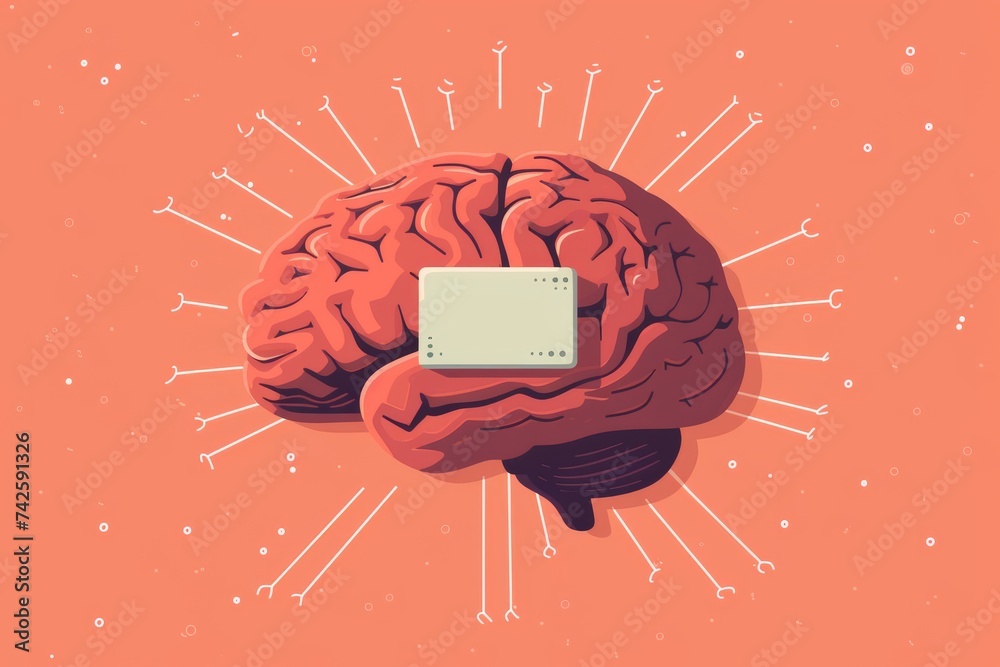 AI Brain Chip laser. Artificial Intelligence near mind data processing ...