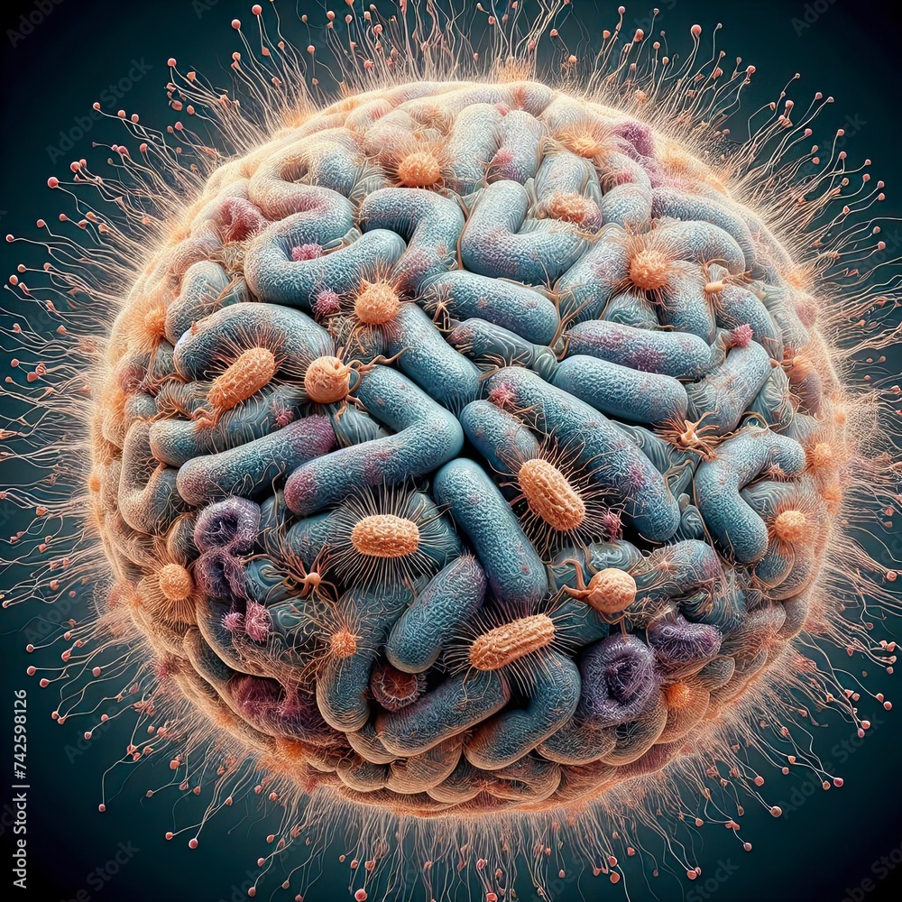 ภาพประกอบสต็อก Bacteria virus in brain cells cerebellum brain ...