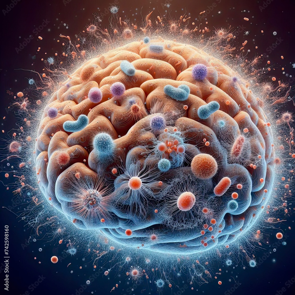 Bacteria virus in brain cells cerebellum brain infections meninges ...