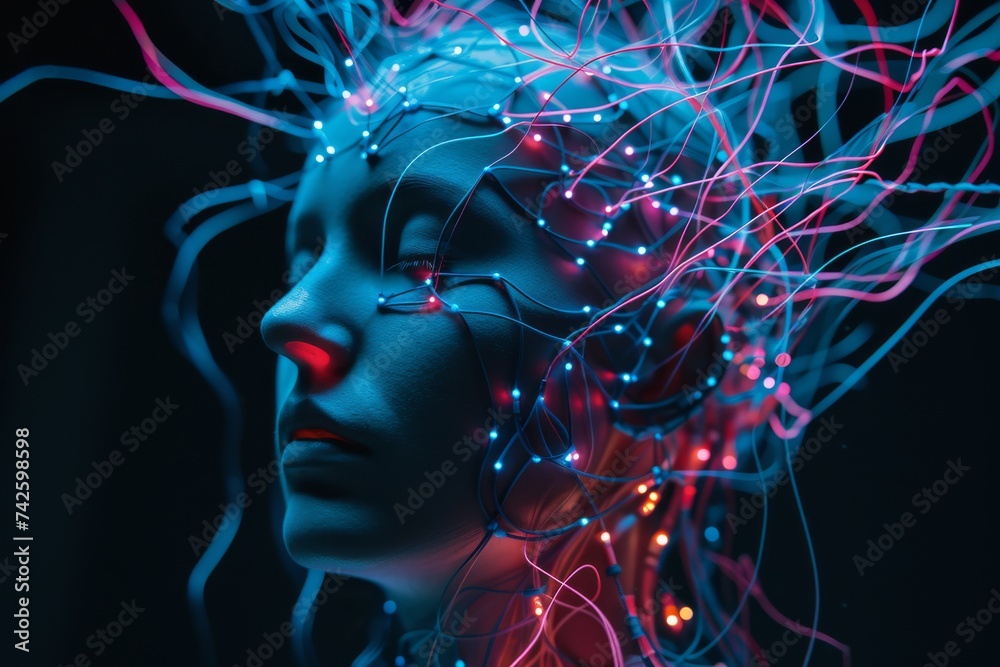 AI Brain Chip neuroplasticity. Artificial Intelligence neurotransmitter ...