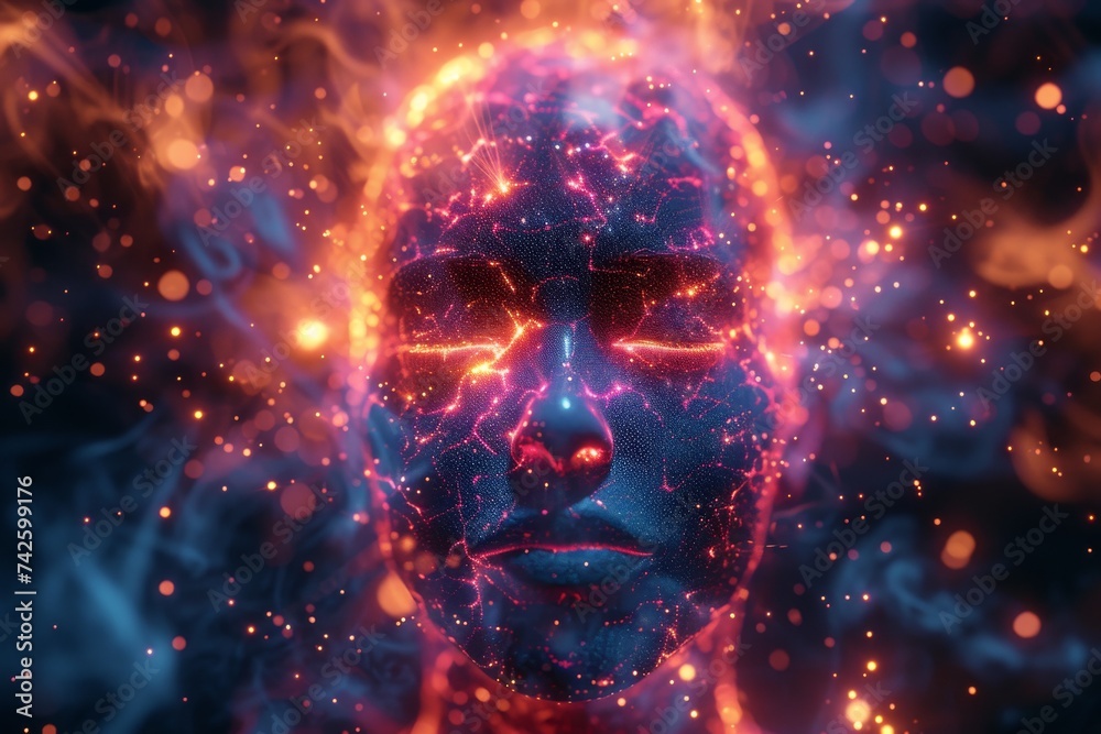 AI Brain Chip indigo. Artificial Intelligence electrotherapy mind ...