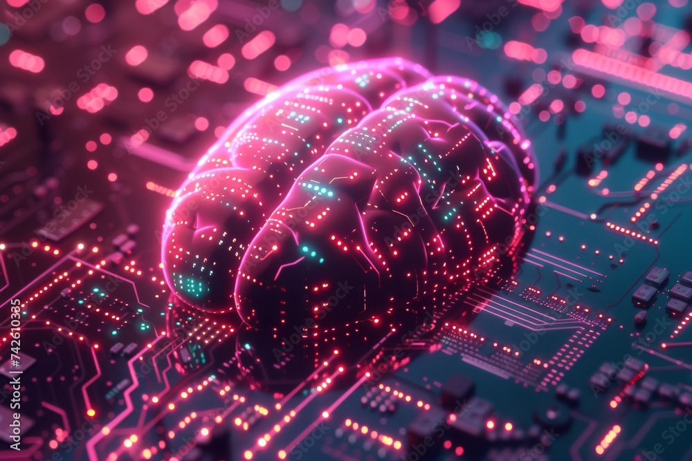 AI Brain Chip brain. Artificial Intelligence dorsal mind task positive ...