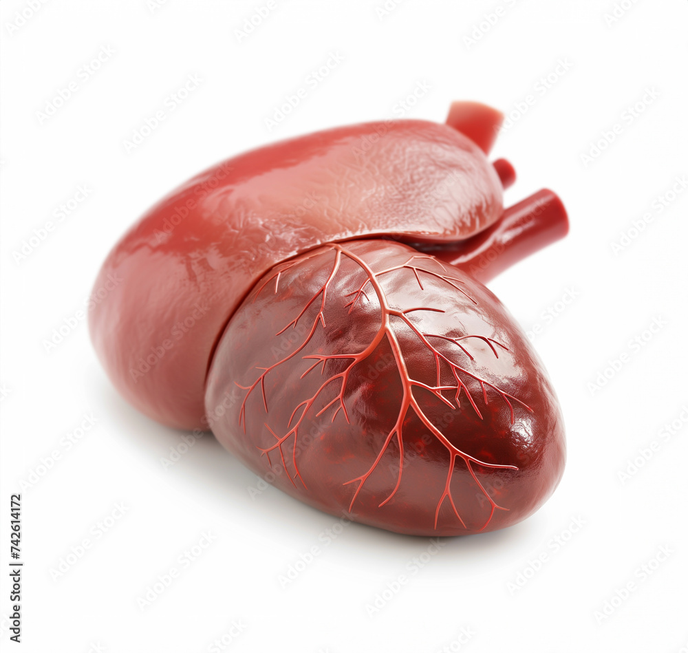 healthy human liver on white background - theme human organs and ...