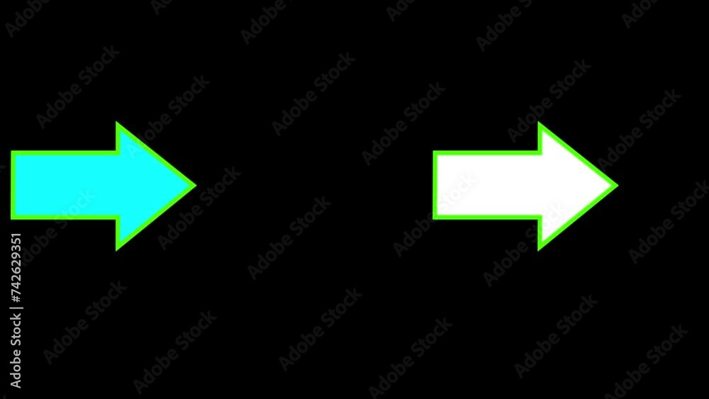 Abstract glowing direction arrow icon animation 4k video. loop arrow ...